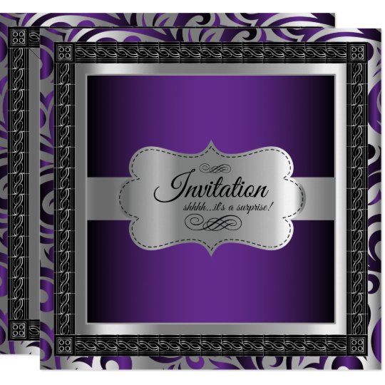 00th Surprise Birthday | Purple Metallic & Silver Invitation | Zazzle.com