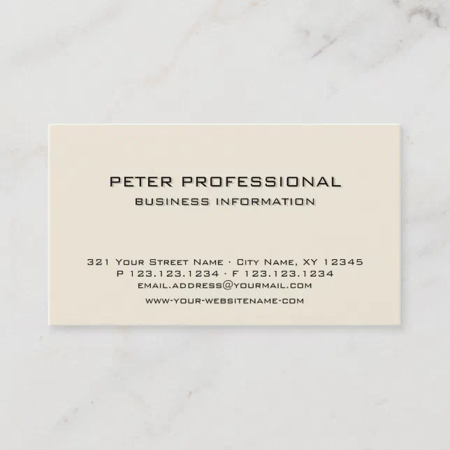 05 Modern Professional Business Card ivory cream | Zazzle