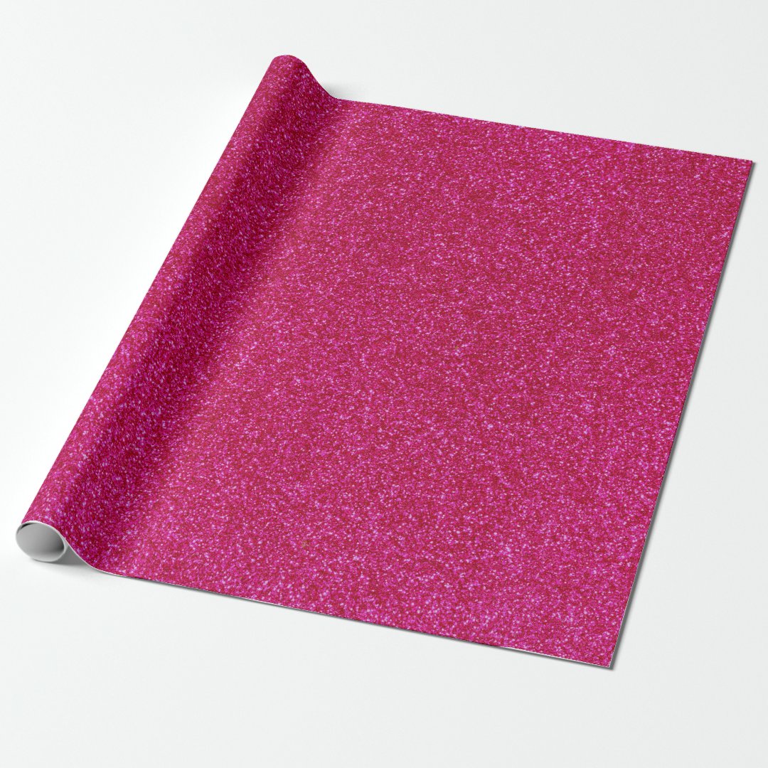 07 Hot Pink Glitter Print Wrapping Paper | Zazzle