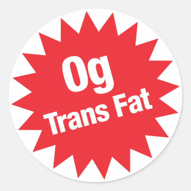 0g Trans Fat Sticker | Zazzle