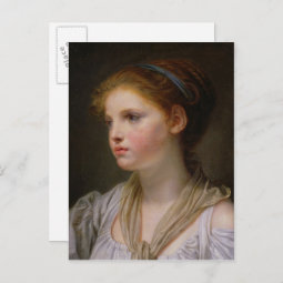 0irl with a Blue Ribbon Postcard | Zazzle