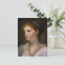 0irl with a Blue Ribbon Postcard | Zazzle