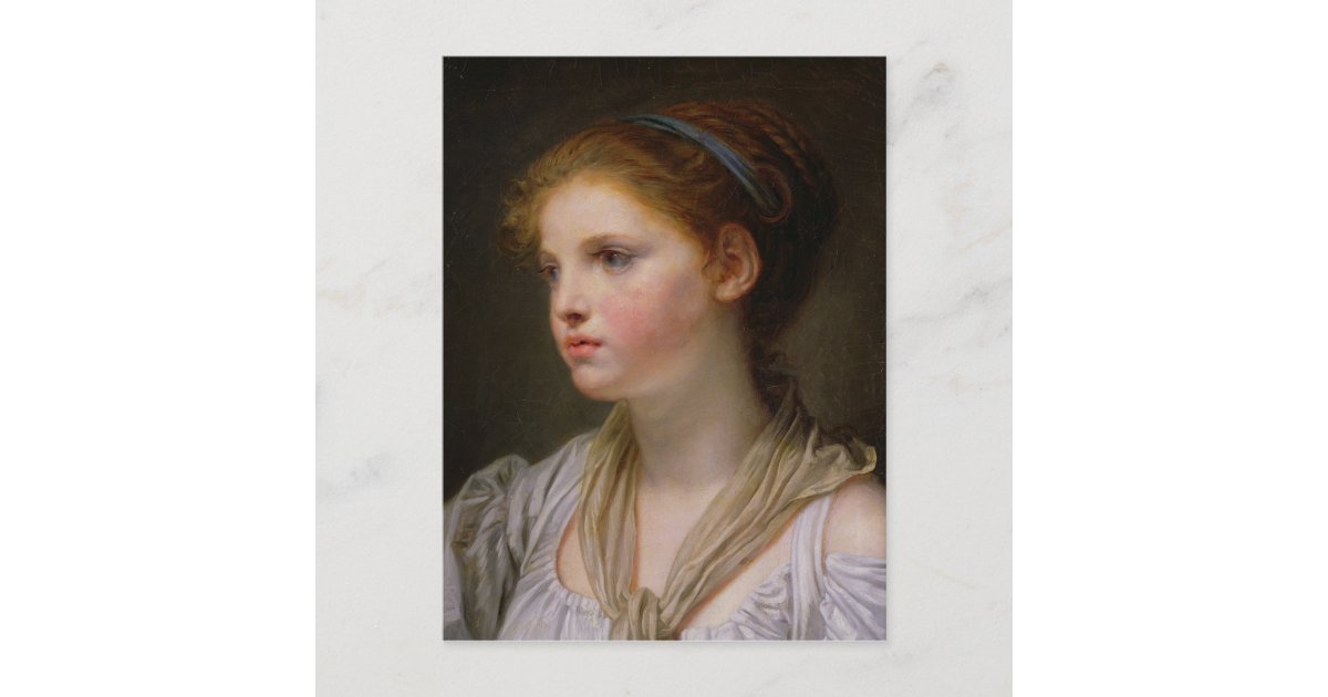 0irl with a Blue Ribbon Postcard | Zazzle