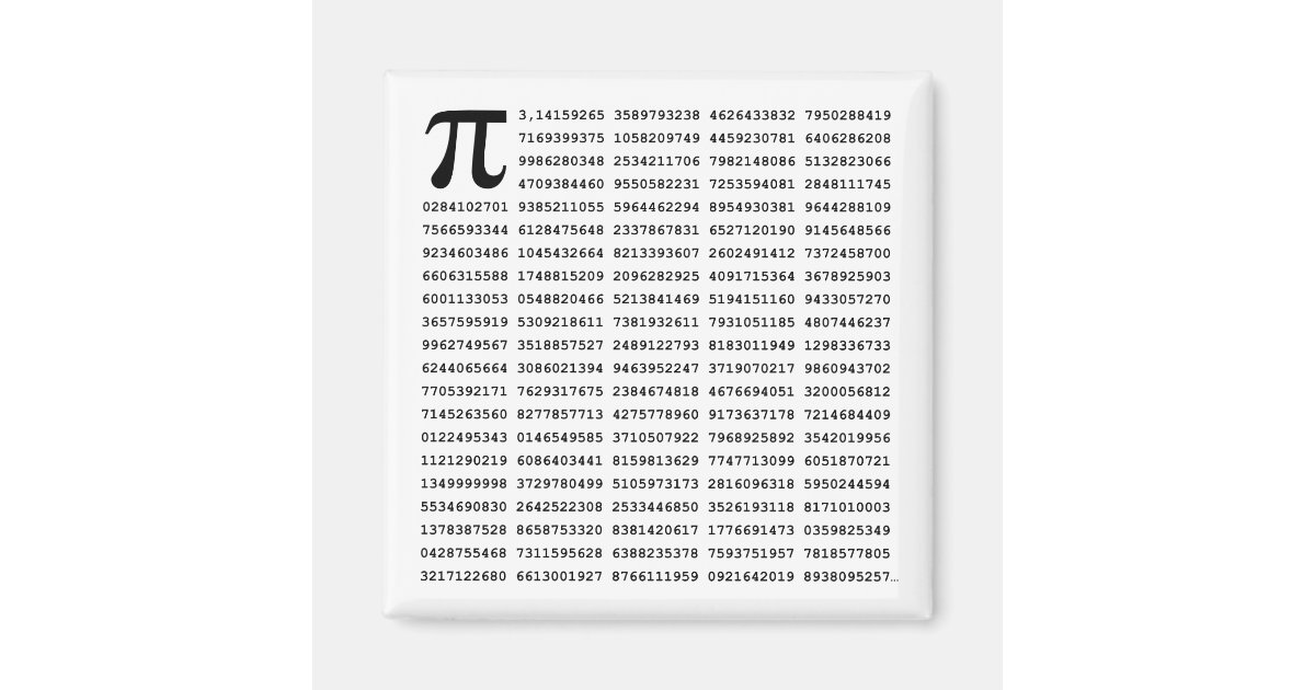 1000 First Digits Pi Number | Mathematical symbol Magnet | Zazzle
