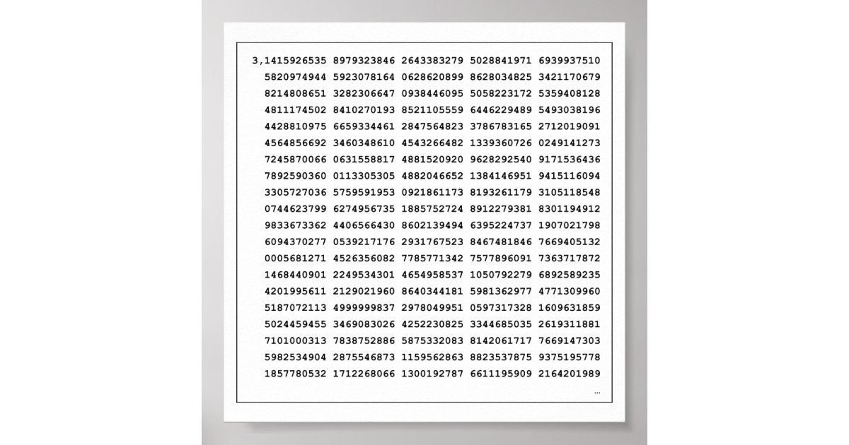 1000 First Digits Pi Number | Mathematical symbol Poster | Zazzle