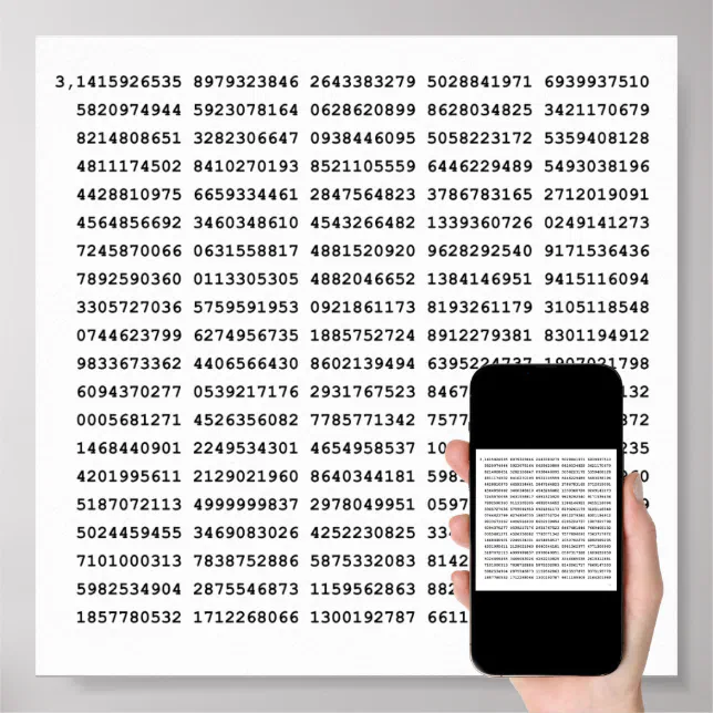 1000 First Digits Pi Number | Mathematical symbol Poster | Zazzle