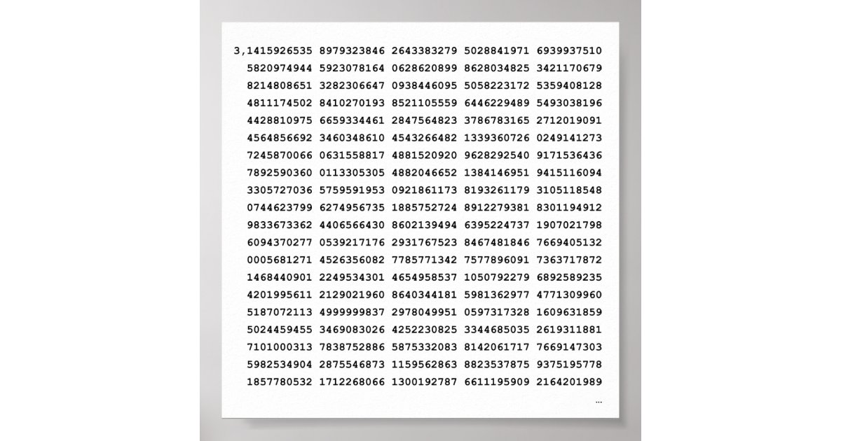 1000 First Digits Pi Number | Mathematical symbol Poster | Zazzle