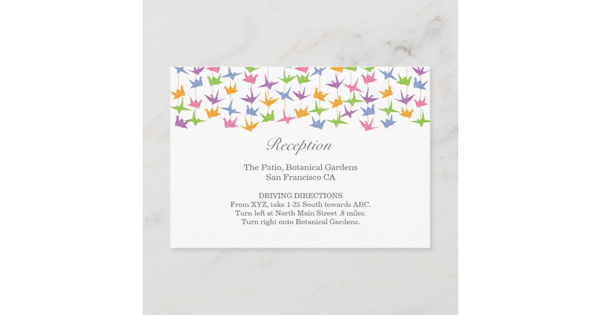 1000 Hanging Origami Paper Cranes Wedding Enclosure Card | Zazzle