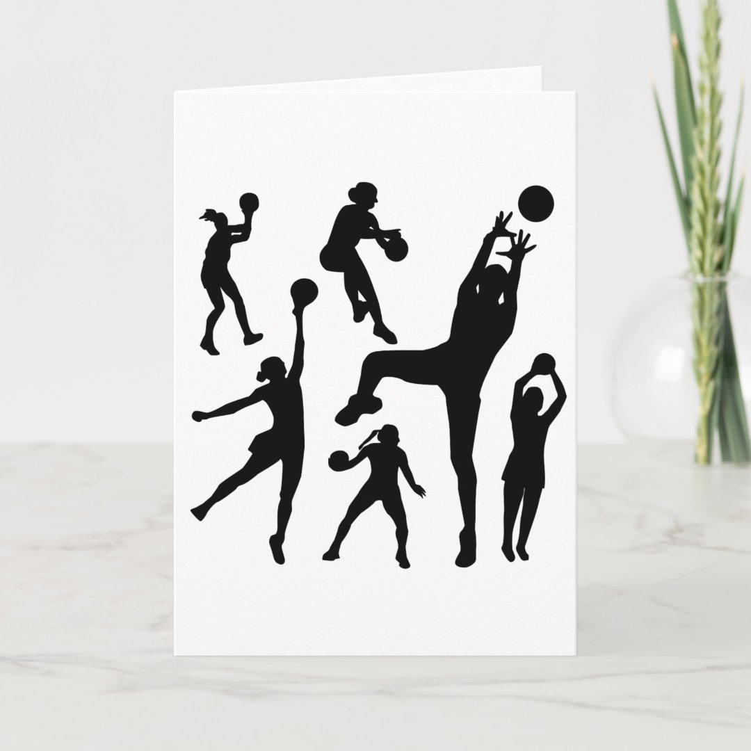 10097-netball-silhouette-vector SPORTS NET BALL PE Card | Zazzle