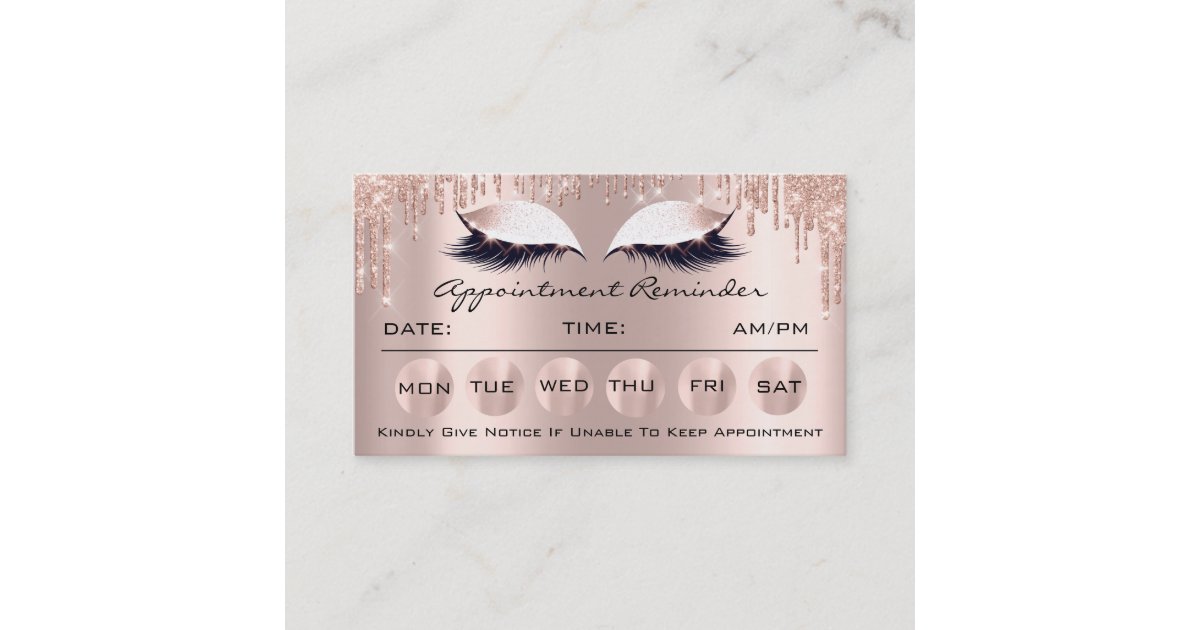 100 Appointment Reminder Cards Makeup Lashes Drips | Zazzle