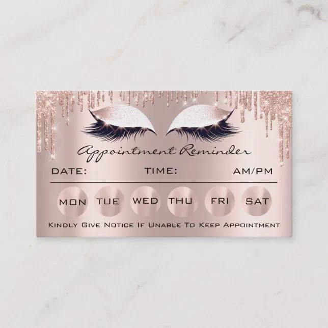 100 Appointment Reminder Cards Makeup Lashes Drips | Zazzle