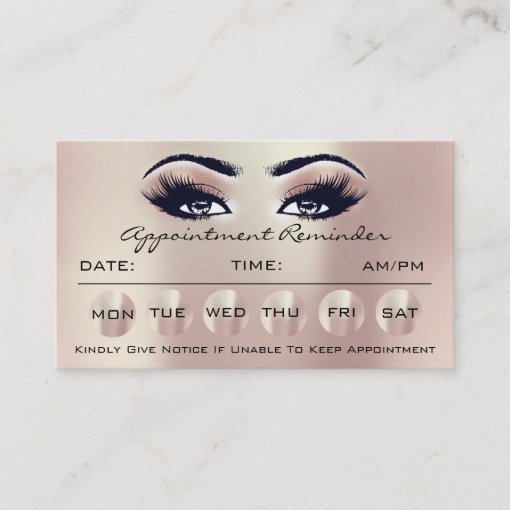 100 Appointment Reminder Cards Makeup Lashes SPA | Zazzle