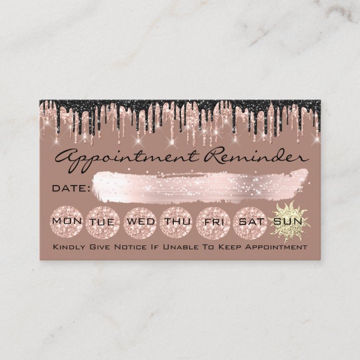 100 Appointment Reminder Rose Modern Glitter Drips Business Card ...