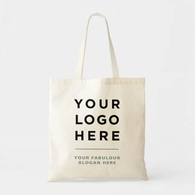100% cotton Personalized logo and text tote bag | Zazzle