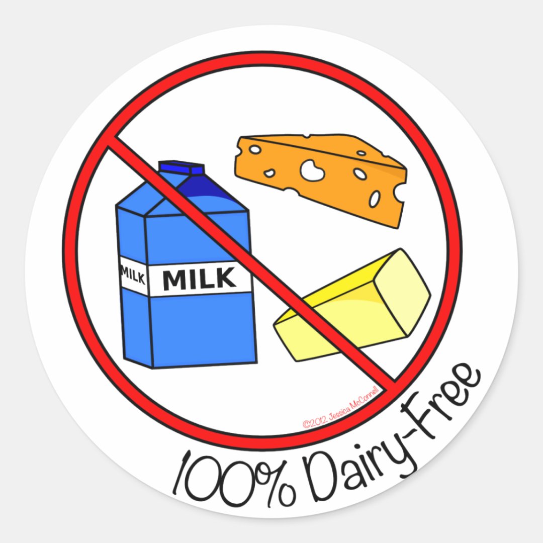 “100% Dairy Free” Stickers (Large) | Zazzle