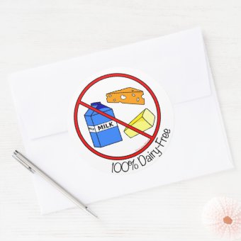 “100% Dairy Free” Stickers (Large) | Zazzle