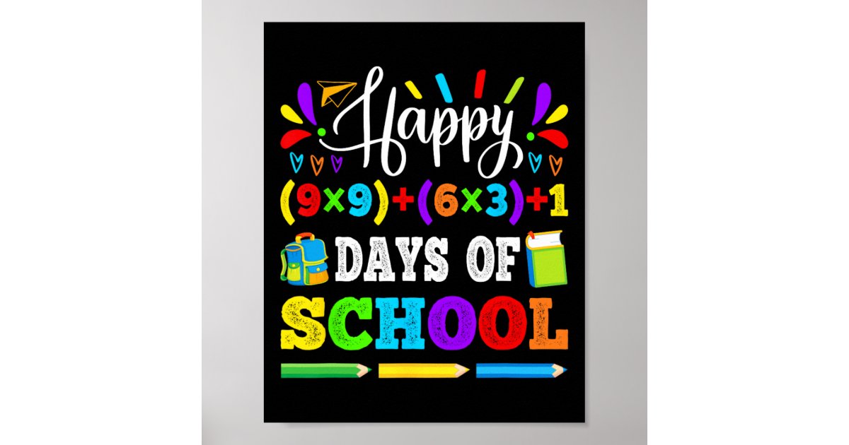 100 Days Of School 100th Math Equation Teacher Kid Poster | Zazzle
