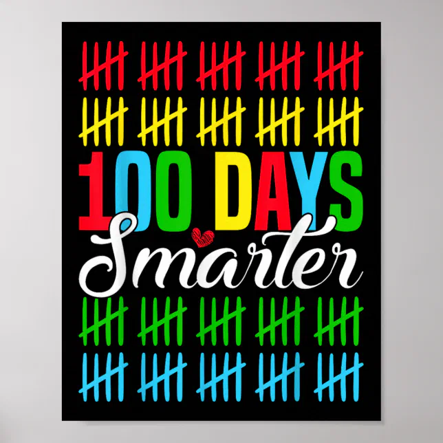 100 Days Smarter Counting Tally Marks 100th Day Poster | Zazzle