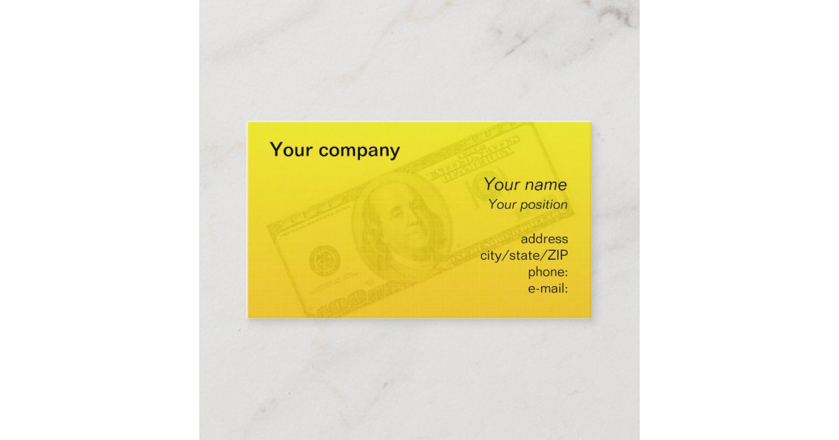 "100 dollar bill" business card | Zazzle
