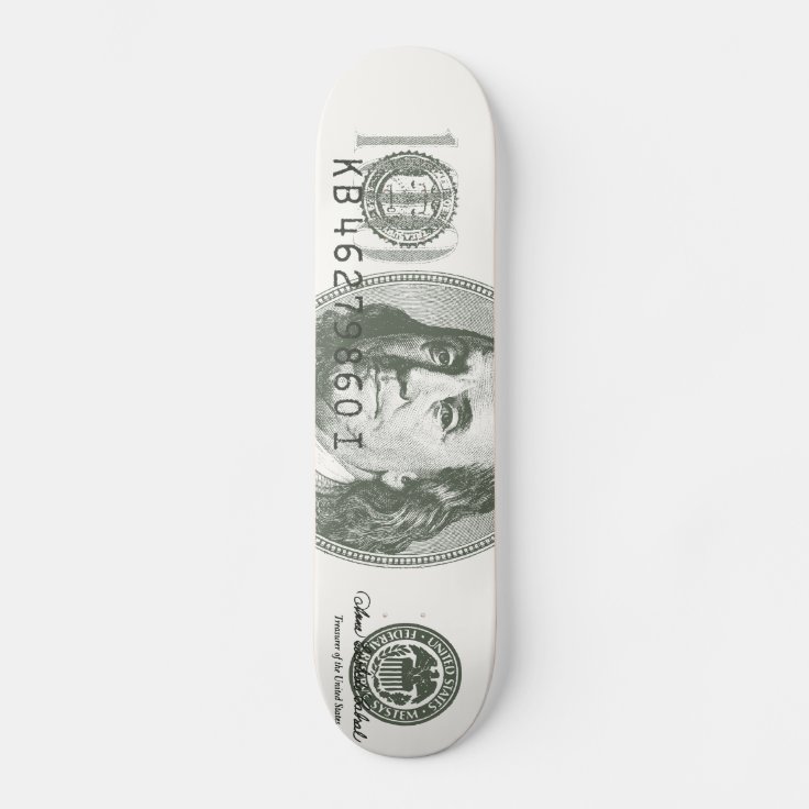 100 Dollar Bill Skateboard | Zazzle