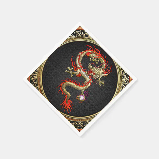 [100] Golden Chinese Dragon Fucanglong Paper Napkins | Zazzle