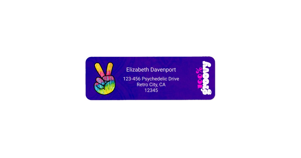 100% Groovy Rainbow Hand Peace Sign Label | Zazzle