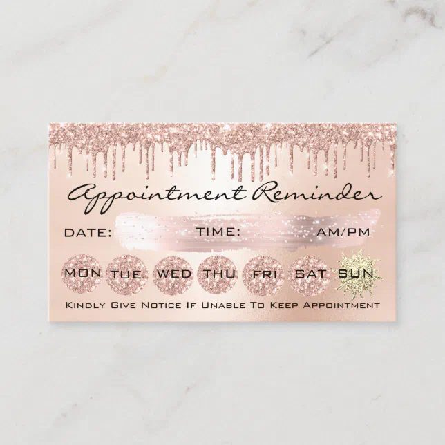 100 Lashes Appointment Reminder Rose Drips Blush Business Card | Zazzle