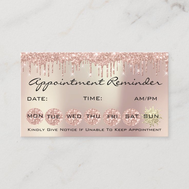 100 Lashes Appointment Reminder Rose Drips Nails Business Card | Zazzle
