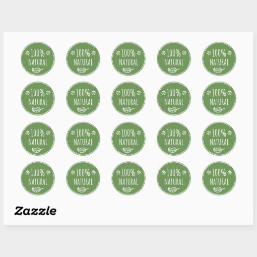 100% Natural Jar Label | Local food label | Zazzle