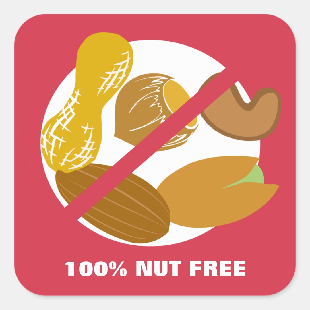 100% Nut Free Food Allergy Alert Stickers | Zazzle