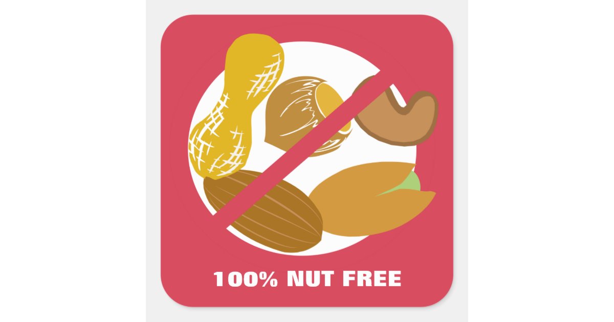 100% Nut Free Food Allergy Alert Stickers | Zazzle