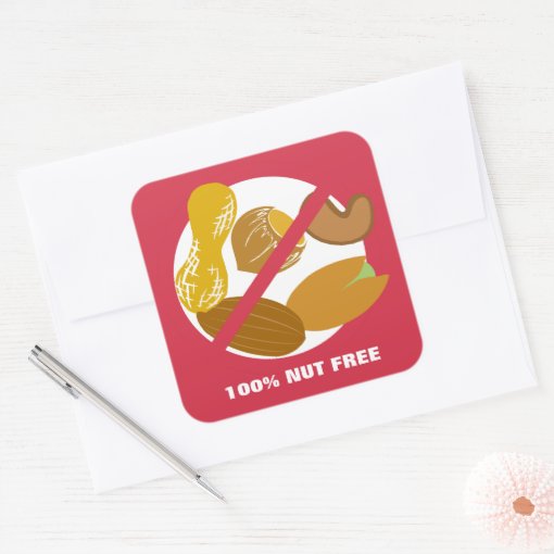 100% Nut Free Food Allergy Alert Stickers | Zazzle