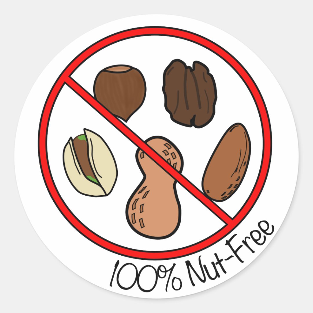 100% Nut Free (Tree nuts & Peanuts) Classic Round Sticker | Zazzle