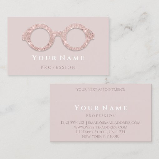 100 Optician Rose Eye Care Optic Glasses Influence Business Card | Zazzle