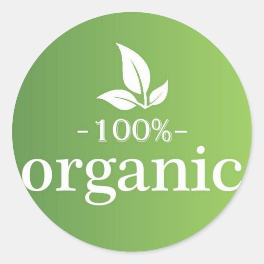 100% Organic Classic Round Sticker | Zazzle.com