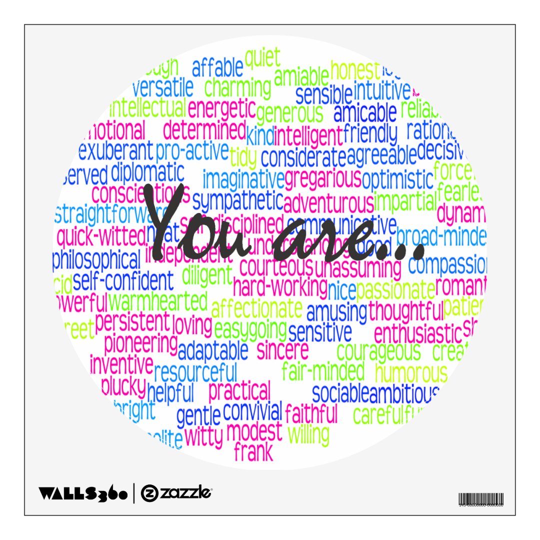 100 Positive Words that Describe You! Wall Sticker | Zazzle