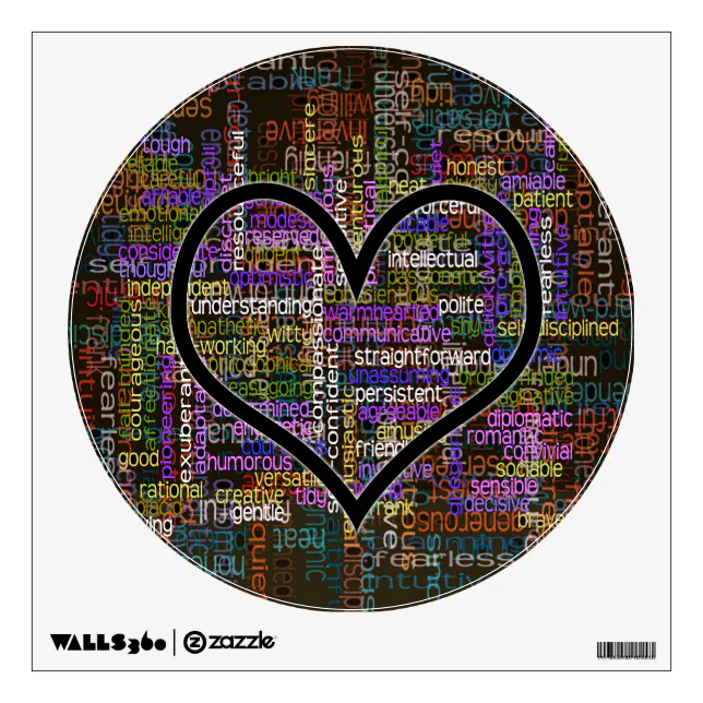 100 Positive Words Wall Decal | Zazzle