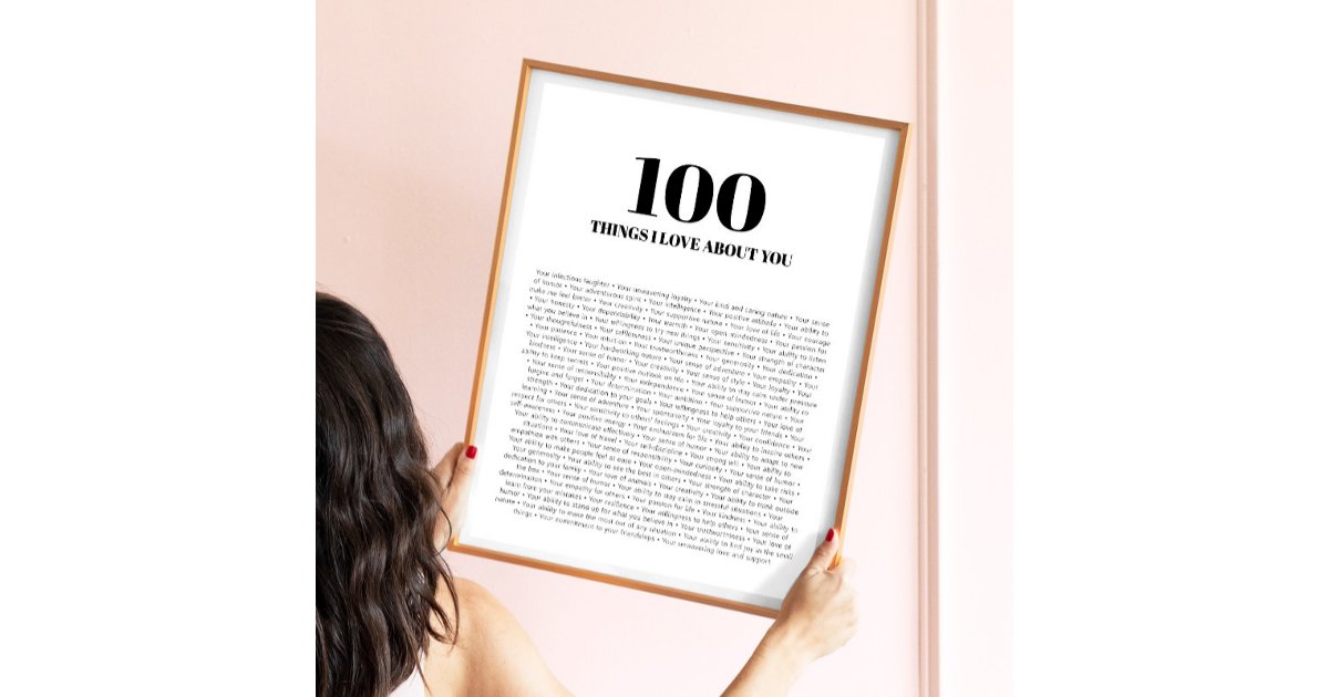 100 Things I Love About You Modern Minimalist Poster | Zazzle