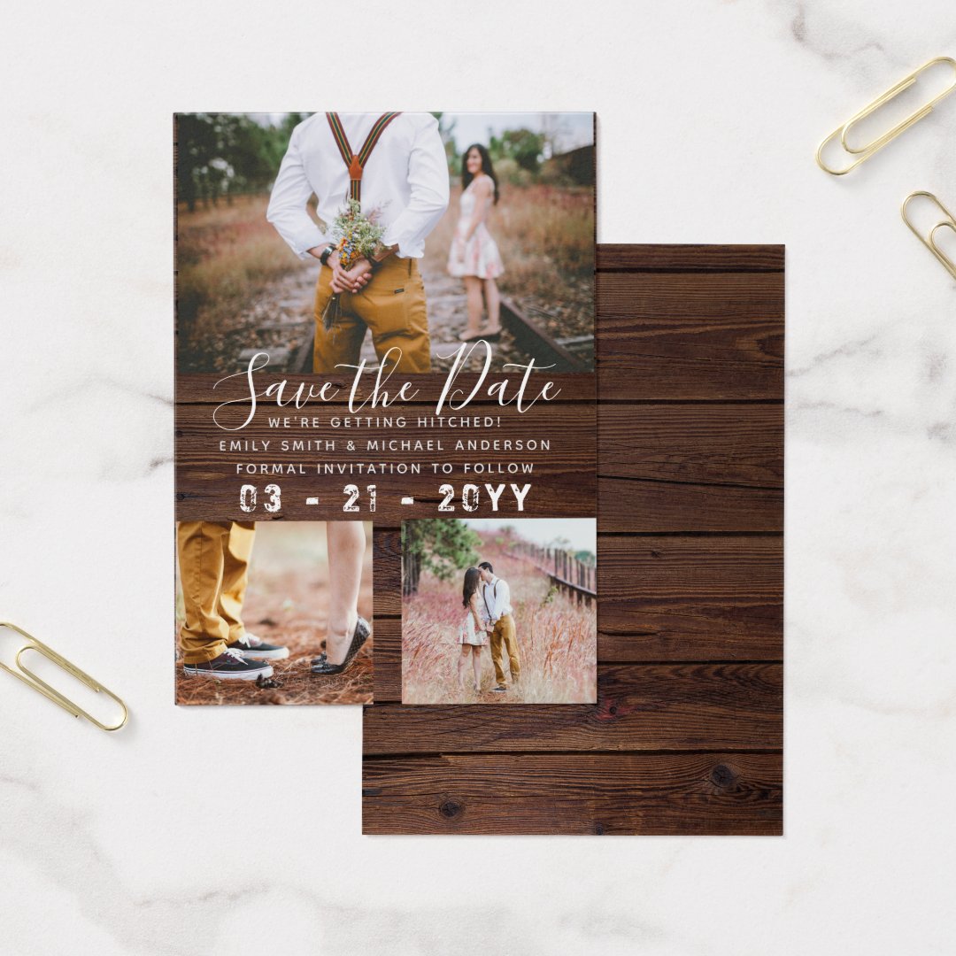 100 x RUSTIC Save The Dates - PHOTO COLLAGE | Zazzle