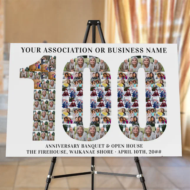 100th Anniversary Celebration 100 Photo Welcome Foam Board | Zazzle