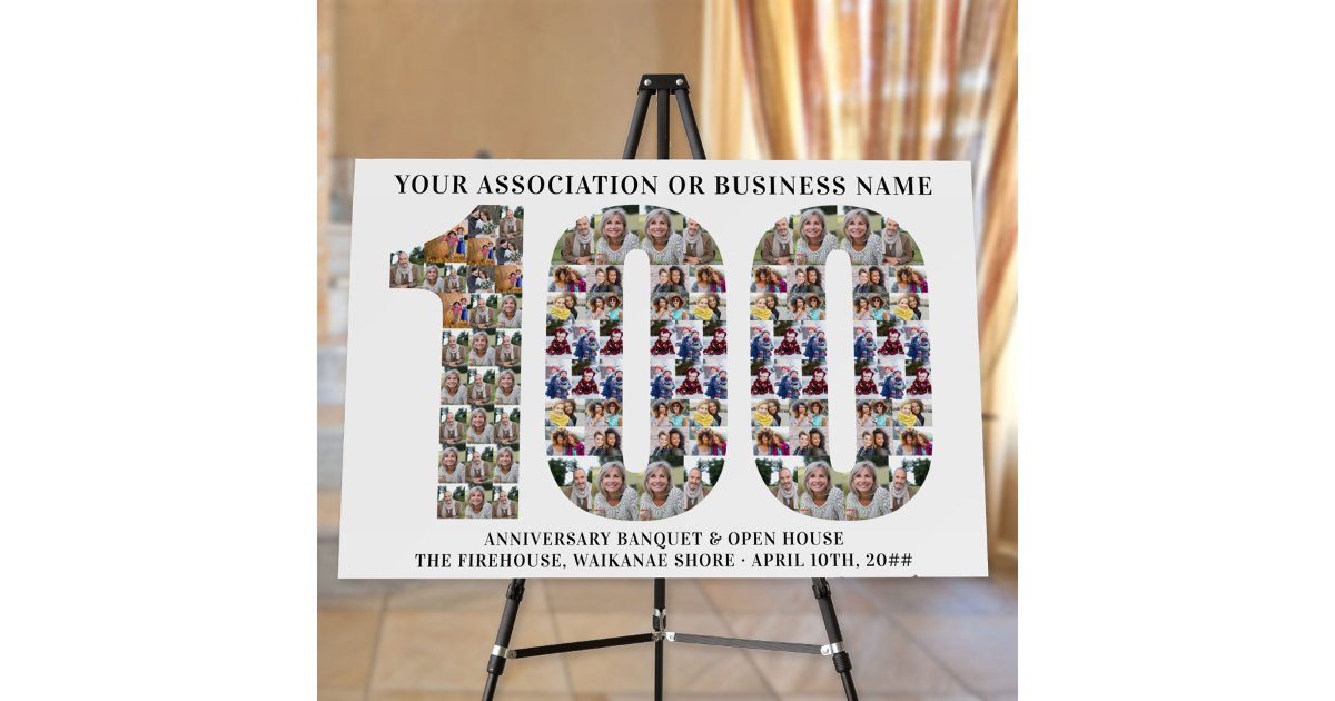 100th Anniversary Celebration 100 Photo Welcome Foam Board | Zazzle