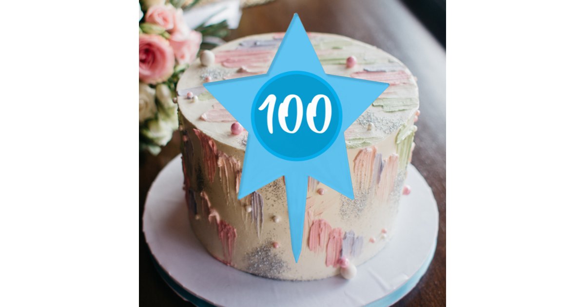 100th Birthday Blue Star Cake Topper | Zazzle