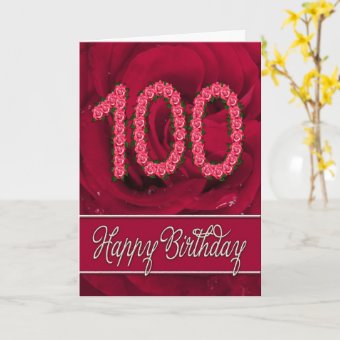 100th birthday card with roses and leaves | Zazzle