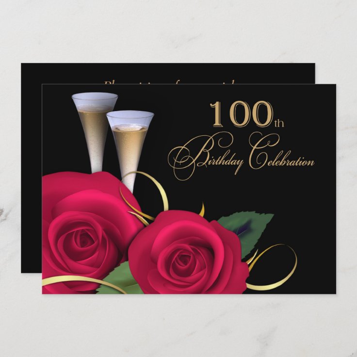 100th Birthday Celebration Custom Invitations | Zazzle