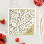 100th Birthday Centenarian Gold Number Pattern Paper Dinner Napkins ...