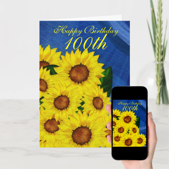 100th Birthday Floral Greeting Card Sunflowers | Zazzle