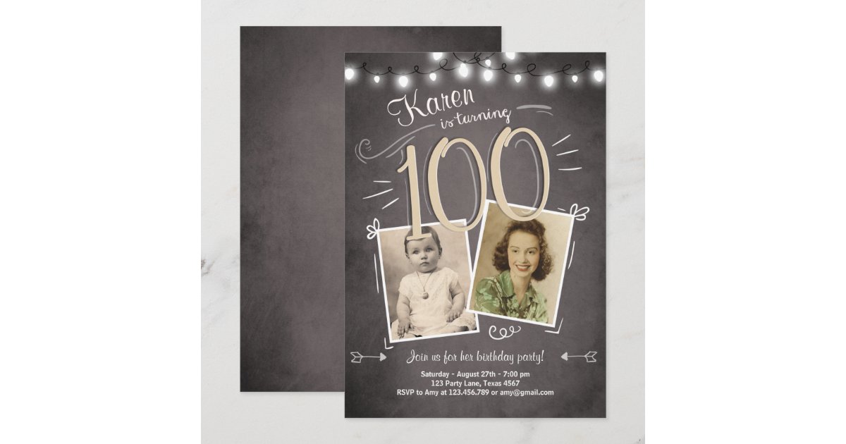 100th Birthday Invitation Vintage Hundred Birthday | Zazzle