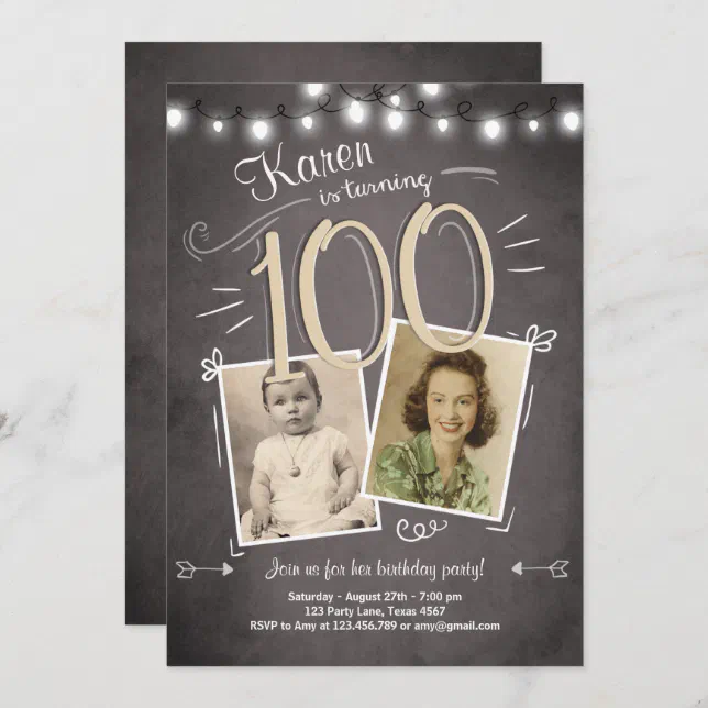 100th Birthday Invitation Vintage Hundred Birthday | Zazzle