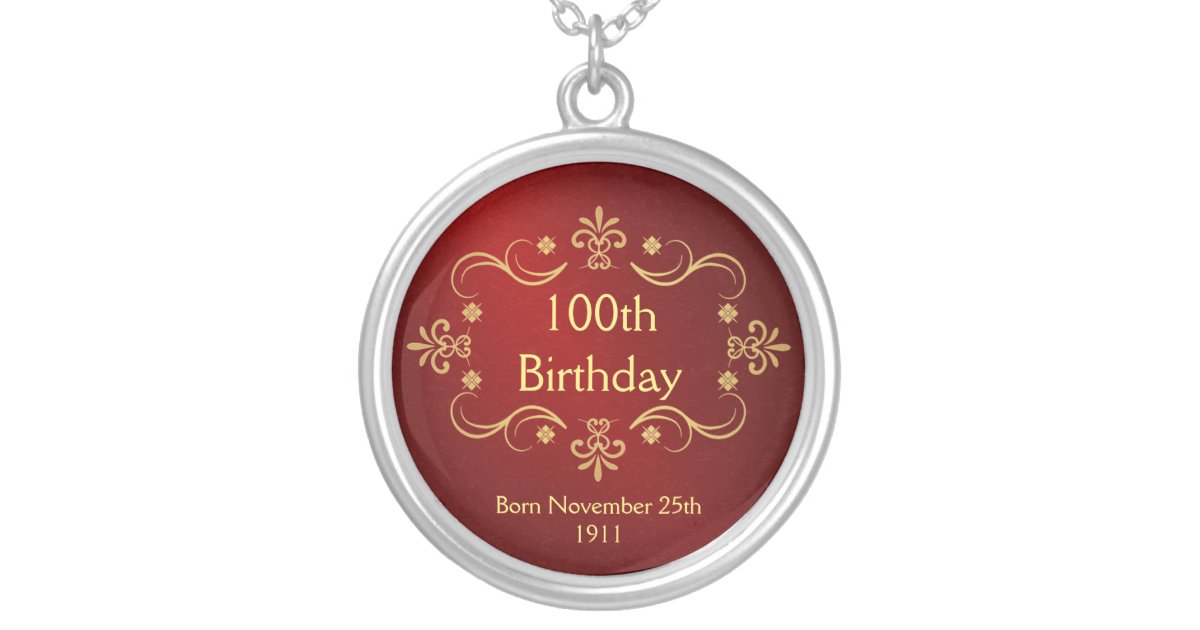 100th Birthday Necklace - Vintage Frame Pendant | Zazzle