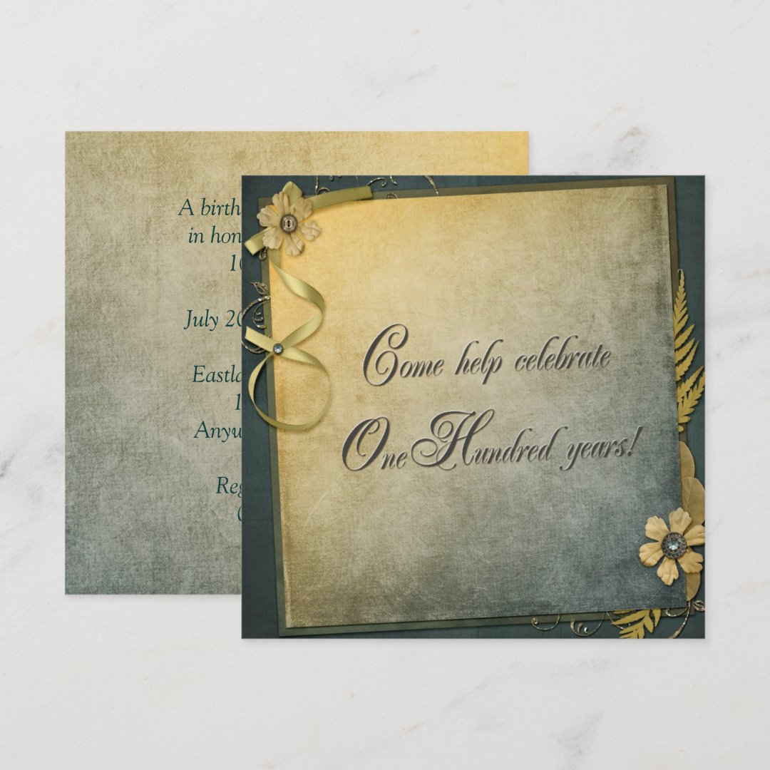 100th Birthday Party Invitation | Zazzle